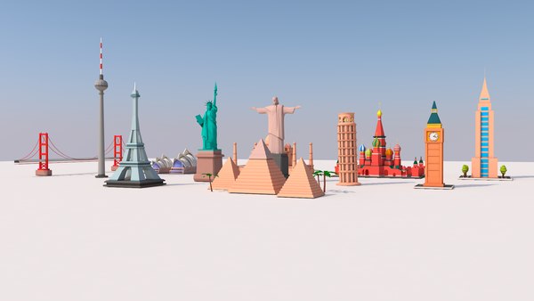 Polygonia Cartoon World Landmarks 팩 3D 모델 - TurboSquid 1328027