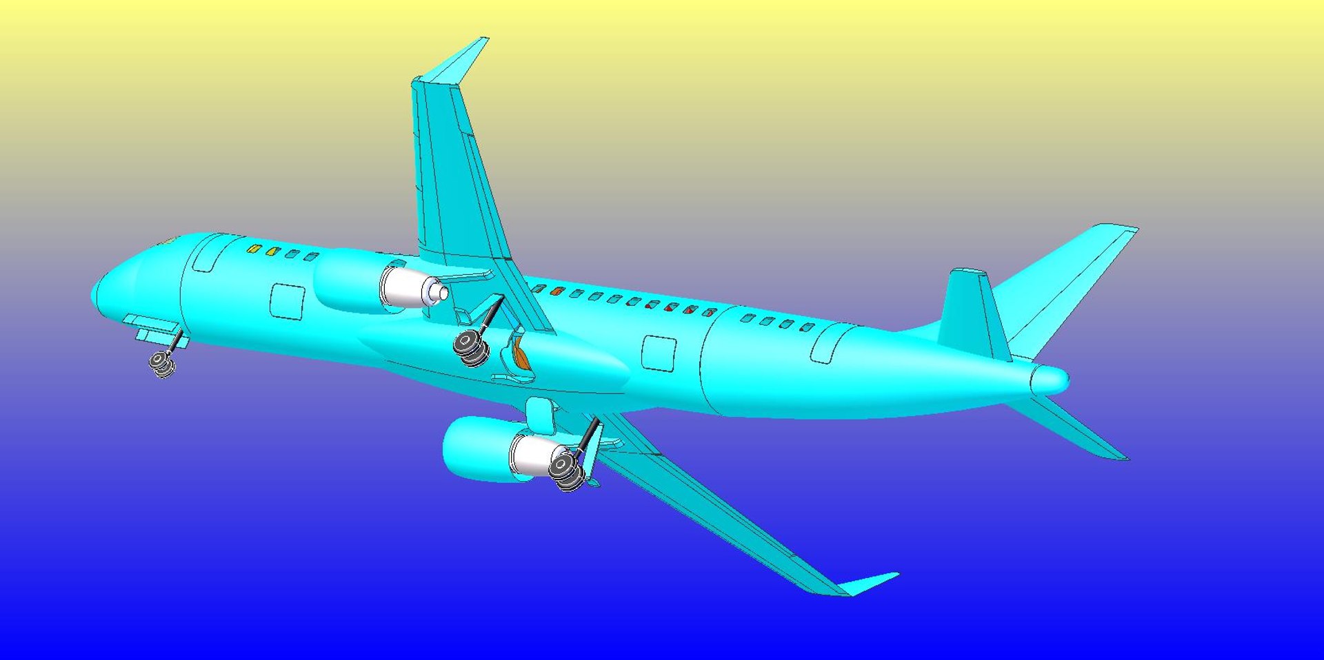 3dsmax Embraer Commercial Aircraft Solid