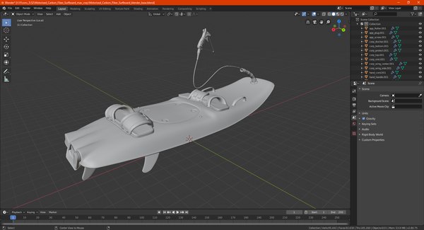 Motorised Carbon Fiber Surfboard model - TurboSquid 1875566