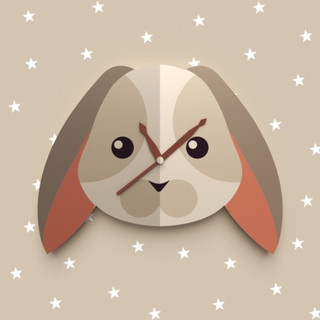 3d Rabbit Wall Clock