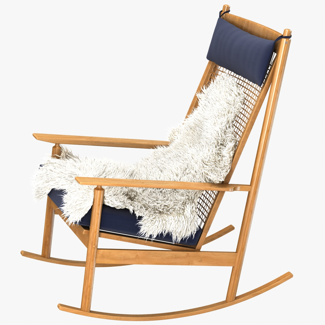 chair teak rocking danish 3d obj