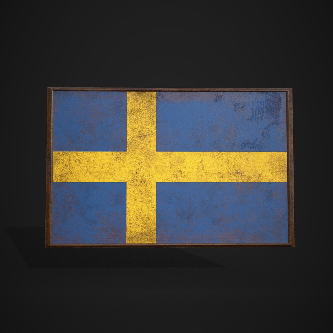 Old Picture Frame With Sweden Flag - Game Ready PBR Low-poly 3D Model ...