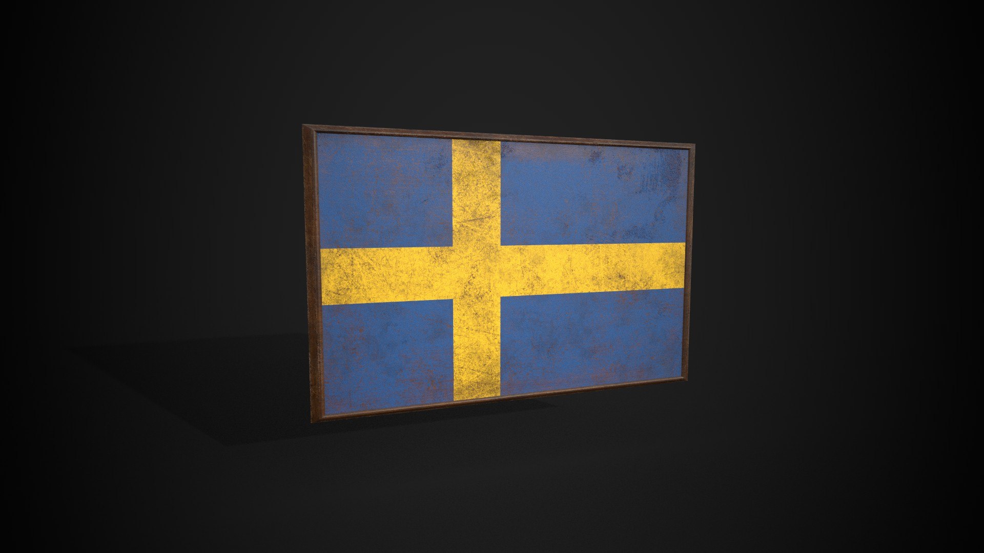 Old Picture Frame With Sweden Flag - Game Ready PBR Low-poly 3D Model ...