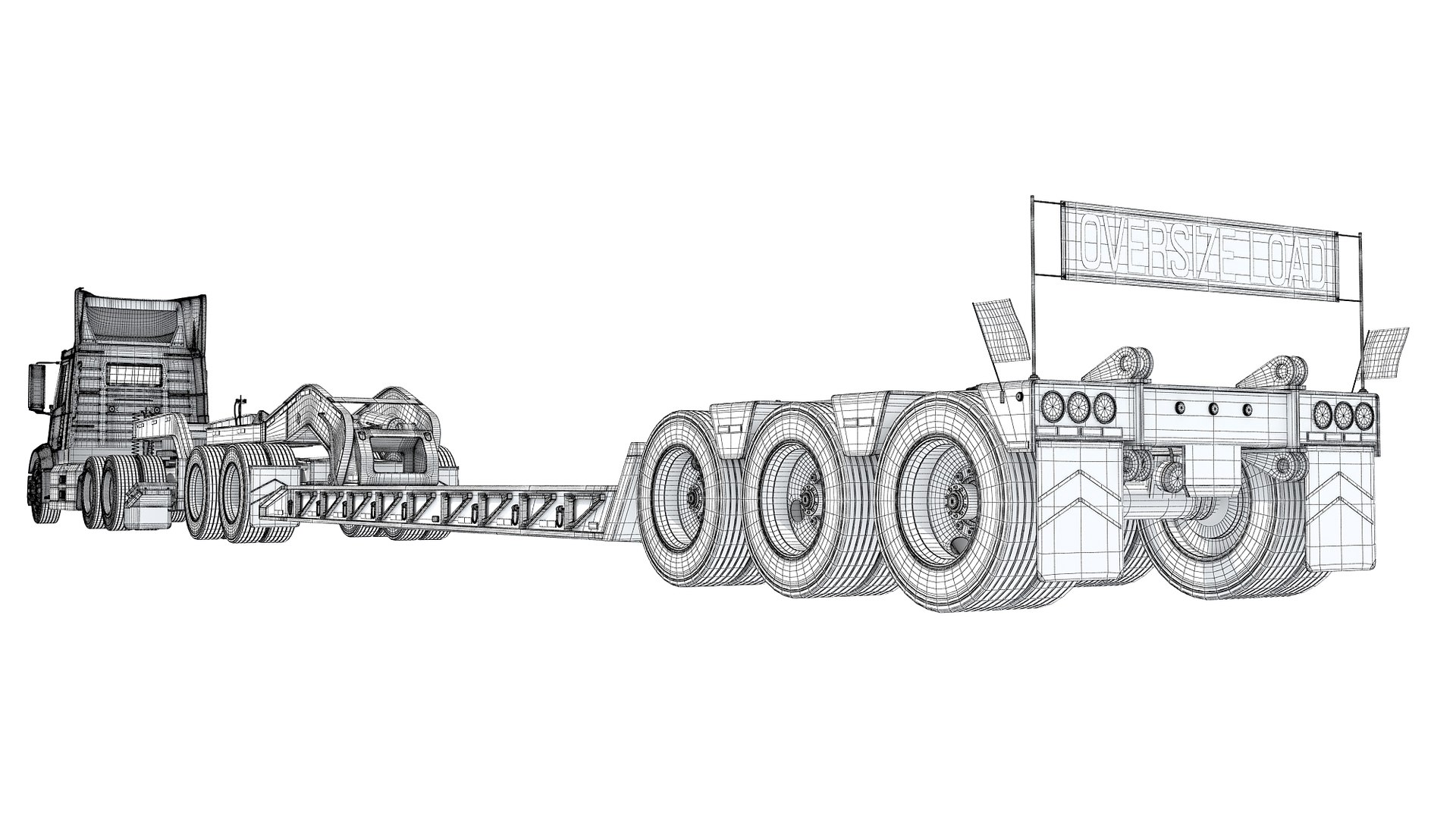 Semi Truck With Lowboy Trailer 3D Model - TurboSquid 2266854