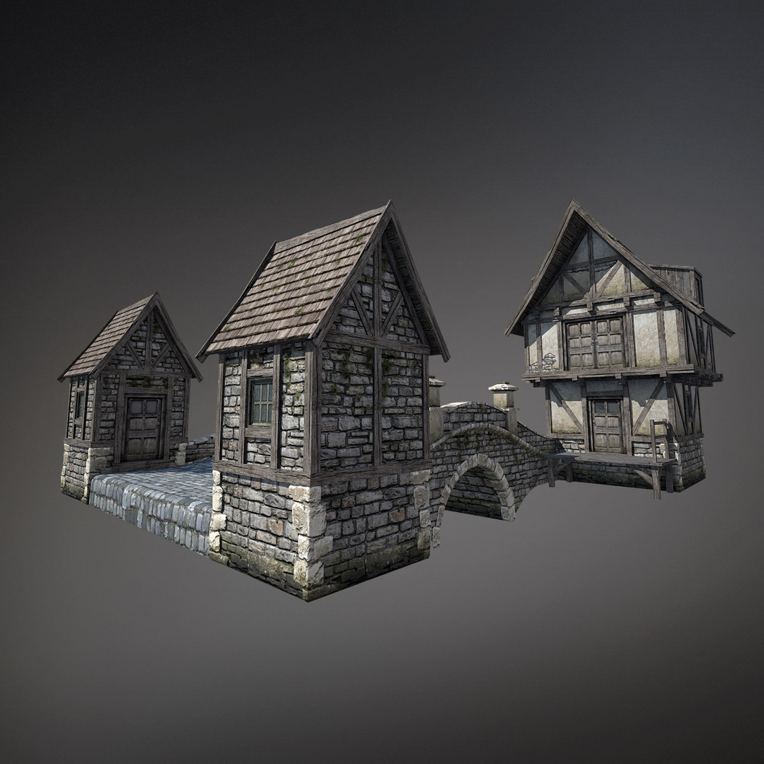 3d fantasy medieval stone bridge
