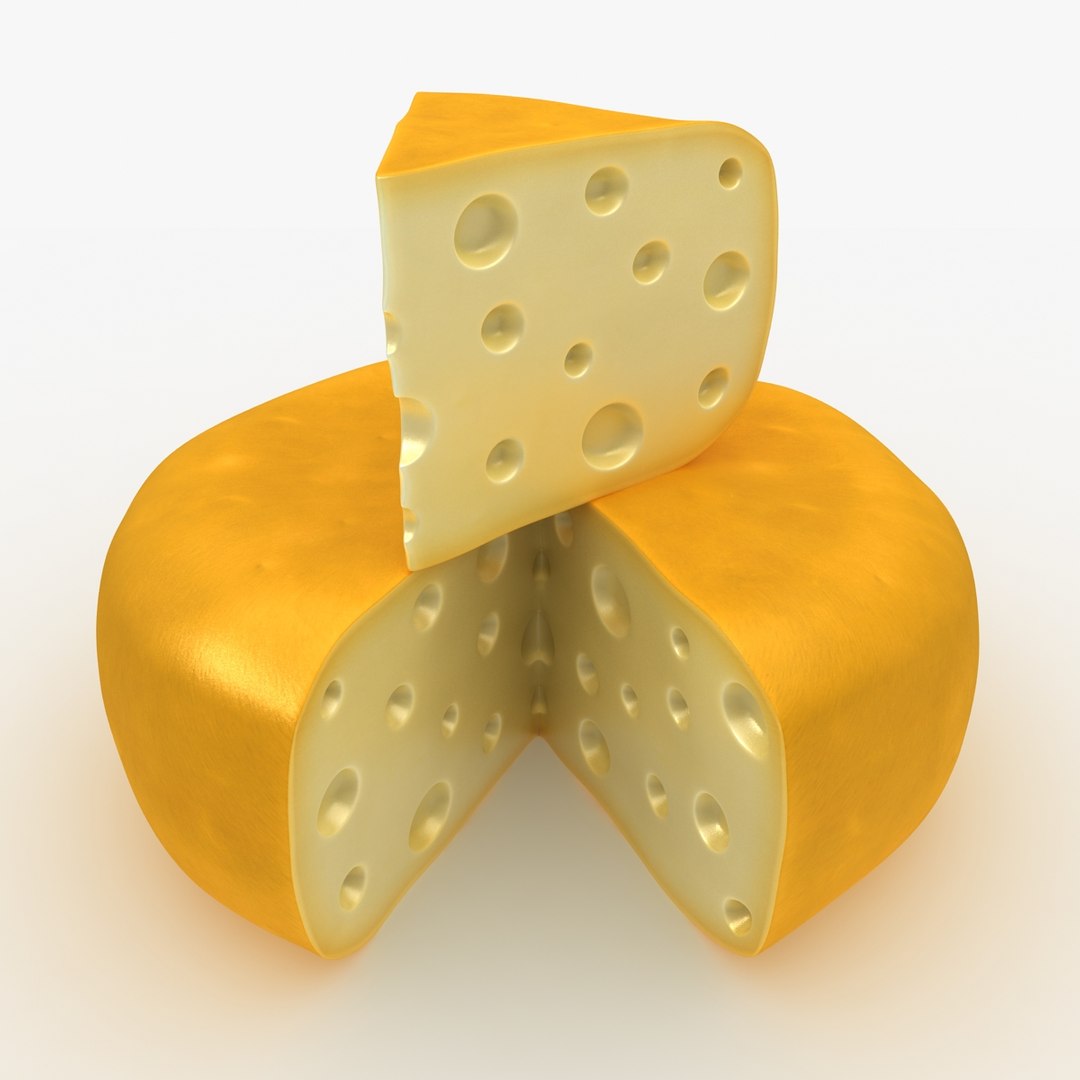 3d Gouda Cheese Wheel Yellow