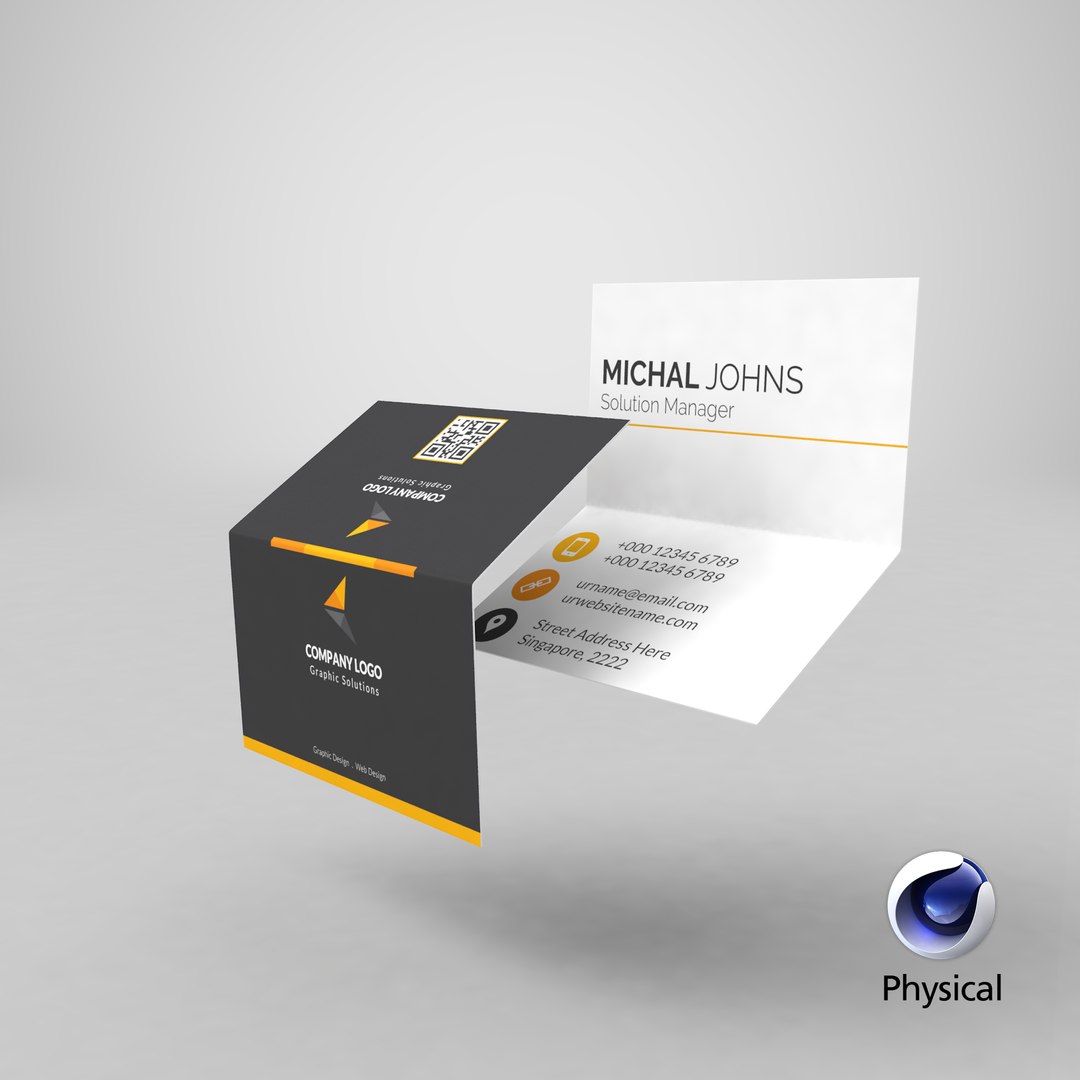 Folded Portrait Business Card 3D Model - TurboSquid 1507037