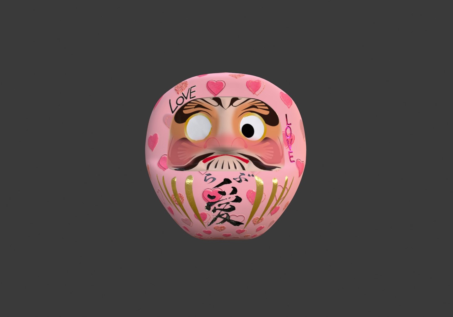 3D Model Daruma Japanese Doll Pink - TurboSquid 1470167