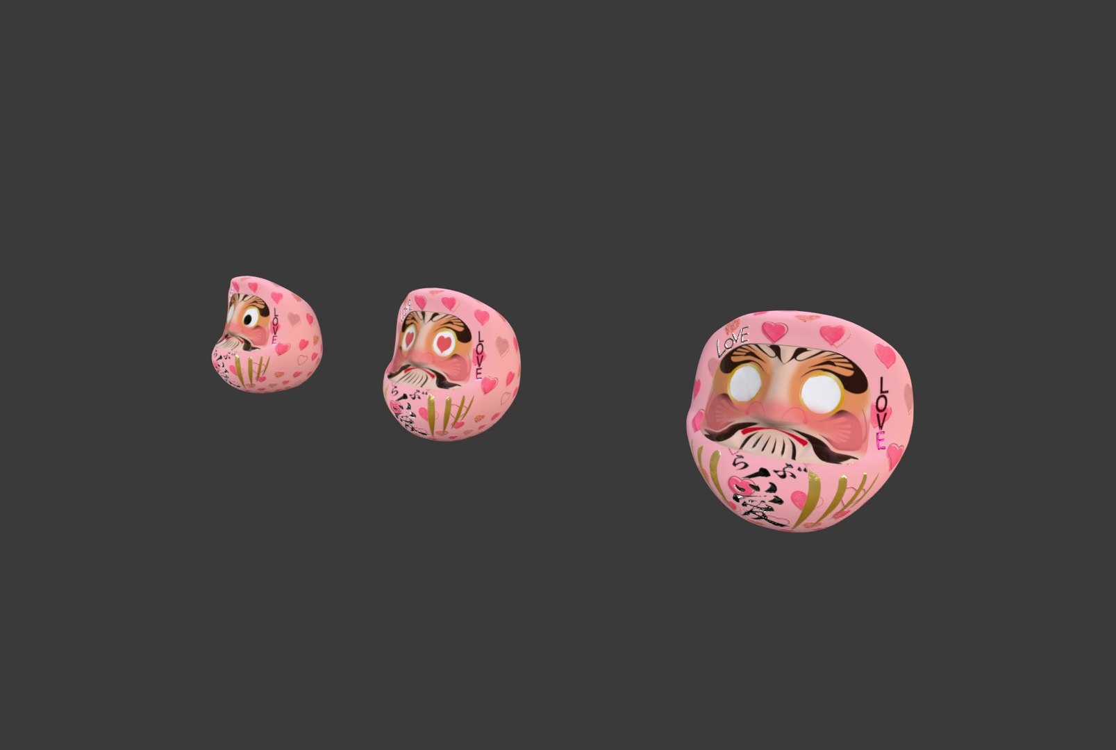 3D Model Daruma Japanese Doll Pink - TurboSquid 1470167