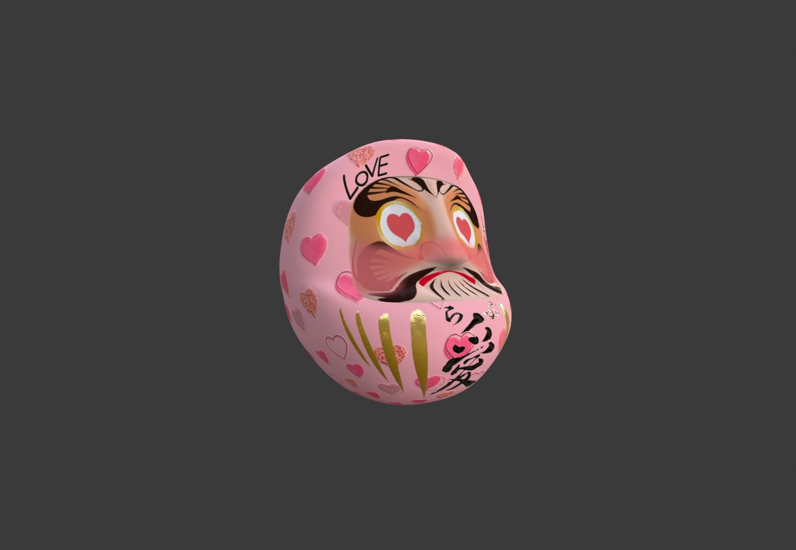 3D Model Daruma Japanese Doll Pink - TurboSquid 1470167