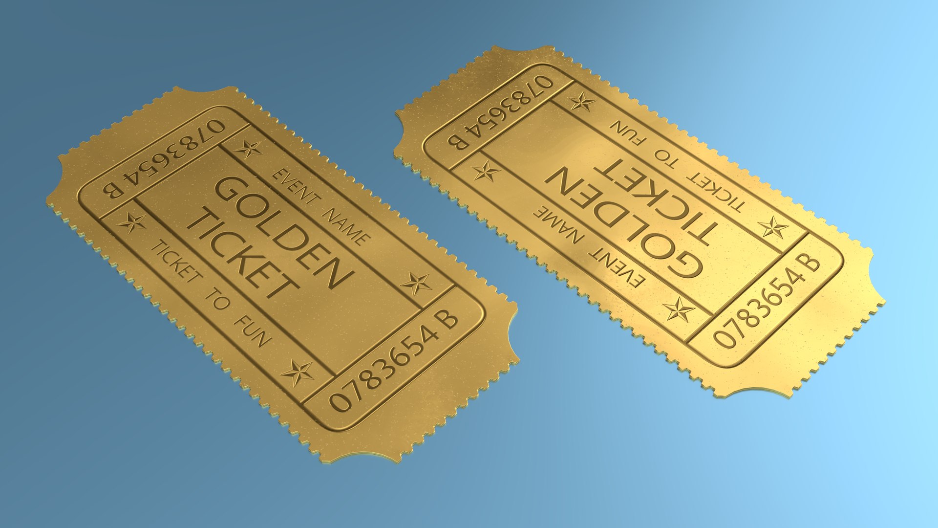 Golden Event Ticket 3D Model - TurboSquid 2238377