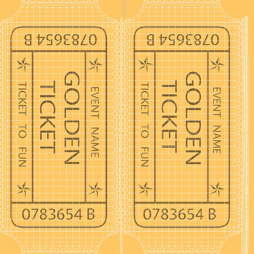 Golden Event Ticket 3D Model - TurboSquid 2238377