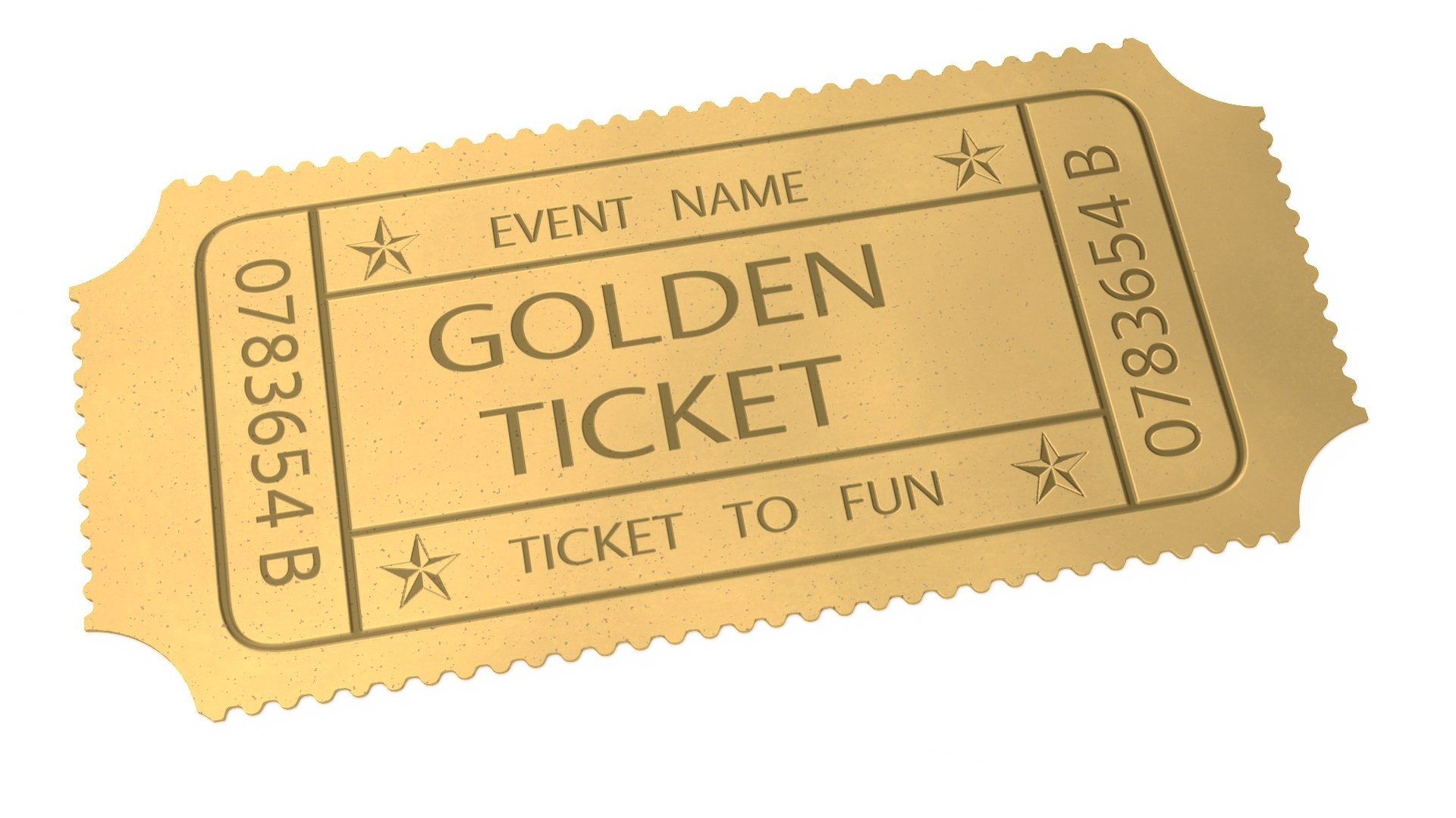 Golden Event Ticket 3D Model - TurboSquid 2238377