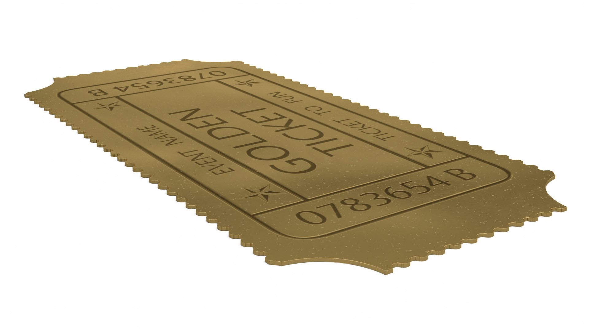 Golden Event Ticket 3D Model - TurboSquid 2238377