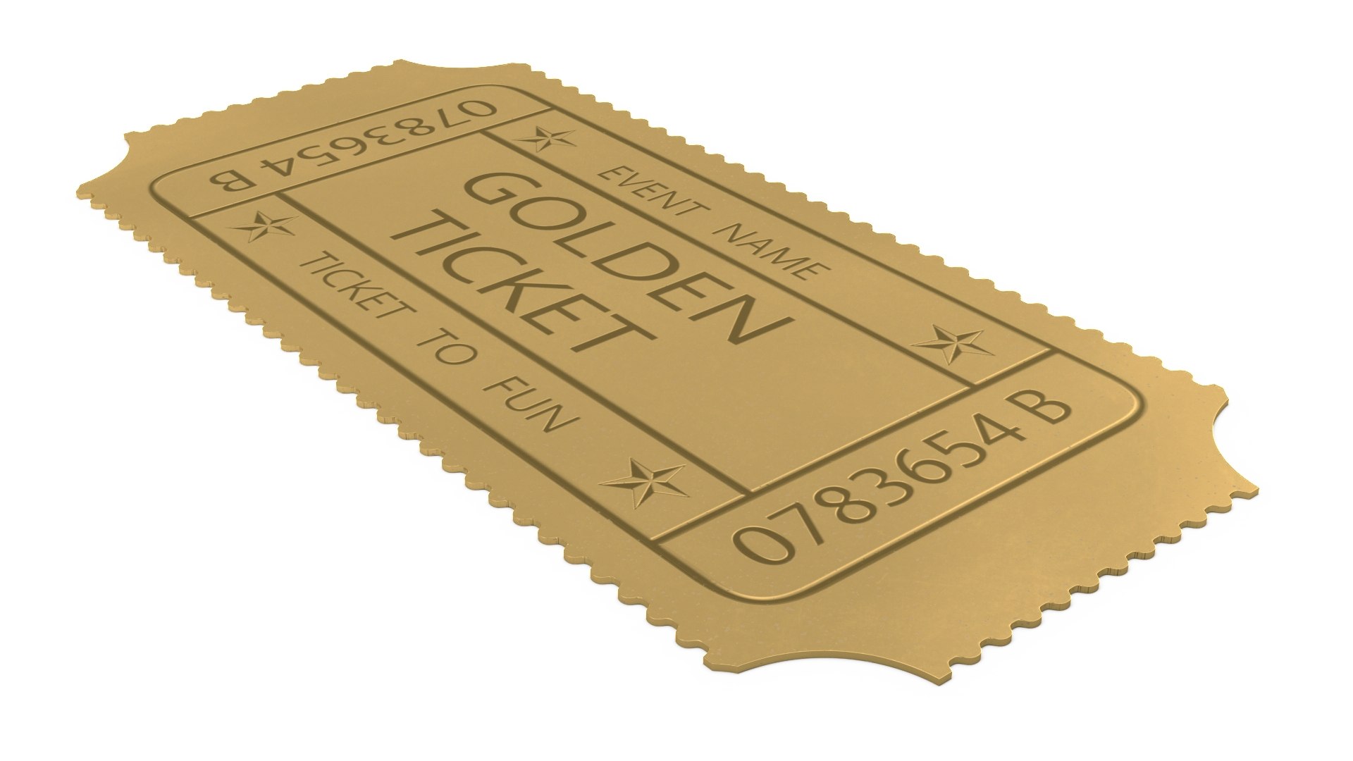 Golden Event Ticket 3D Model - TurboSquid 2238377