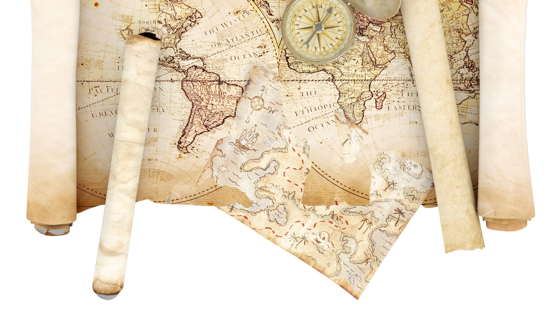 Parchment Scroll Papirus Map 3D model - TurboSquid 2005909