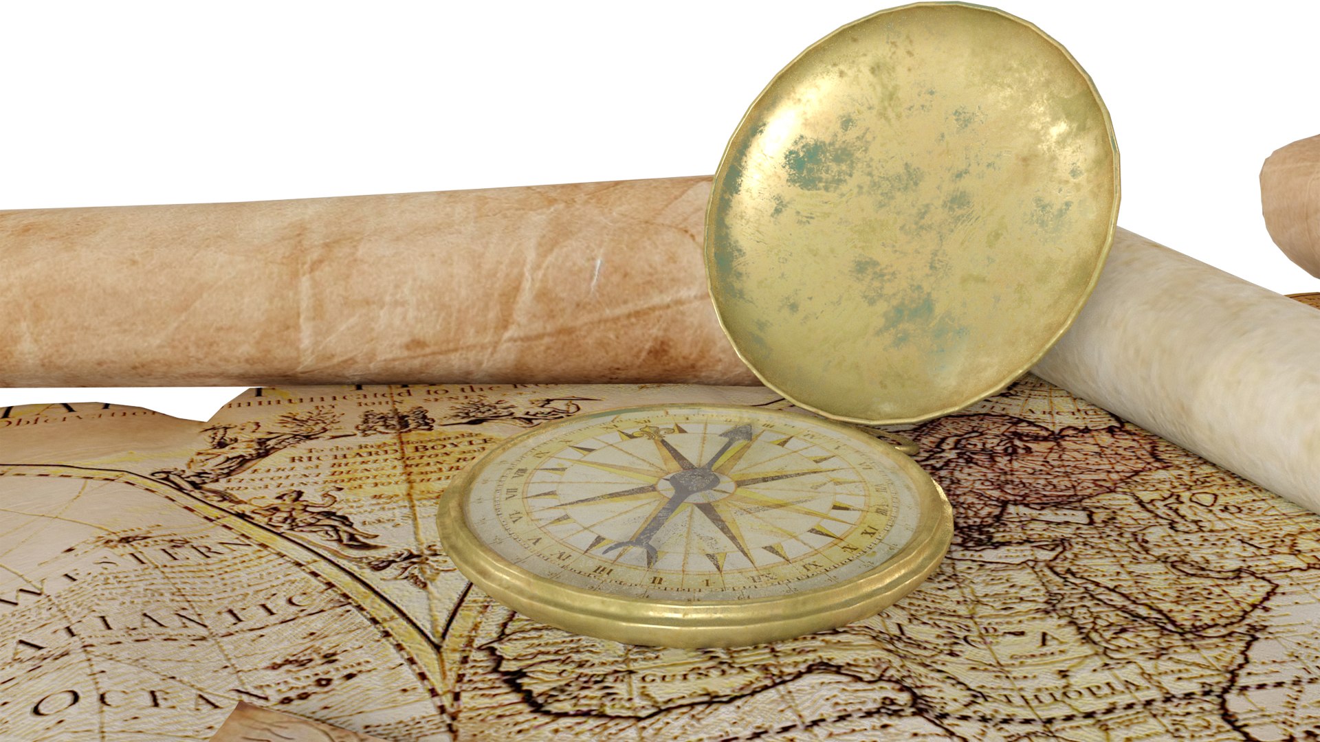 Parchment Scroll Papirus Map 3D model - TurboSquid 2005909