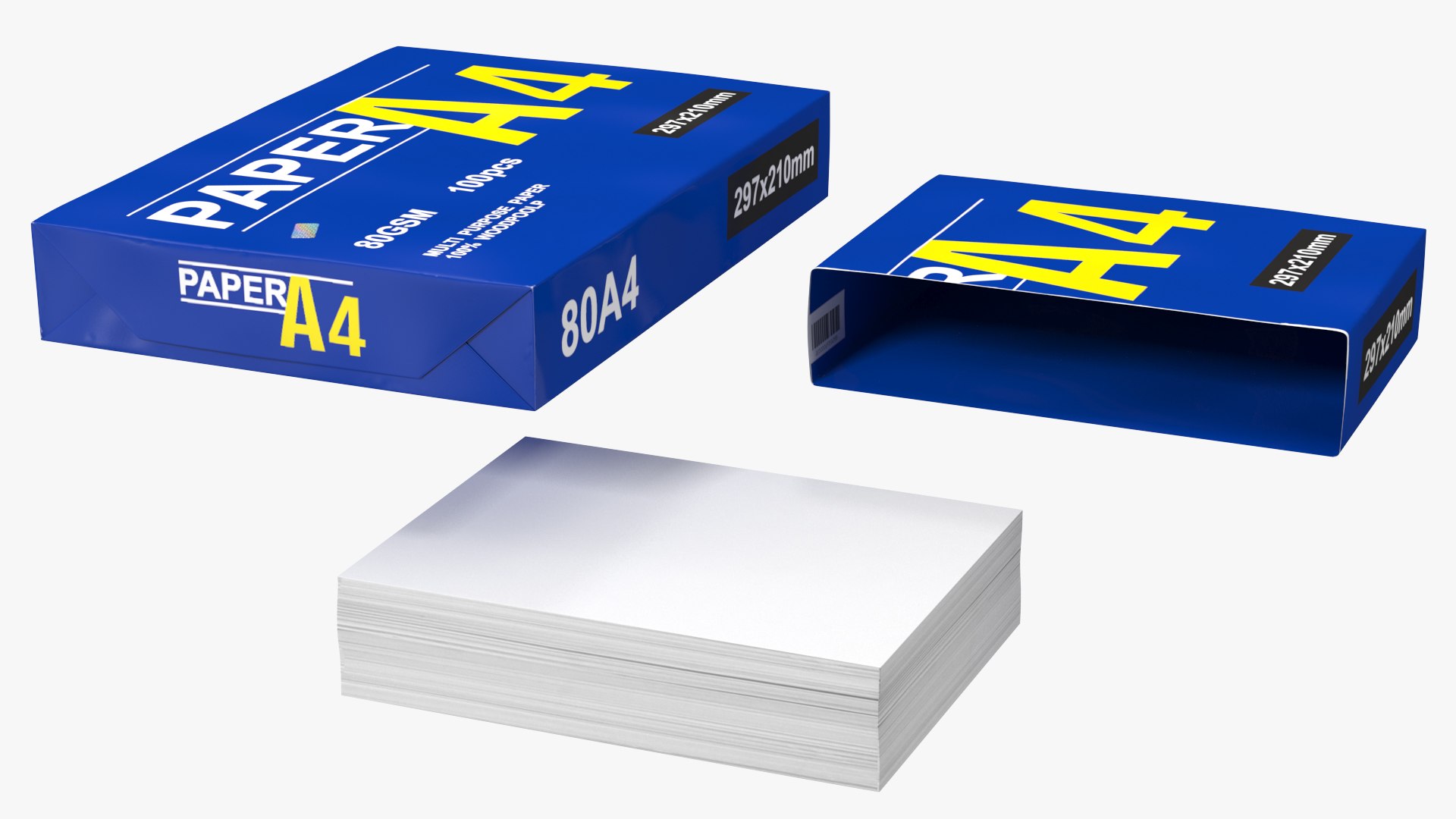 3D A4 Multipurpose Paper Pack Set - TurboSquid 1783929