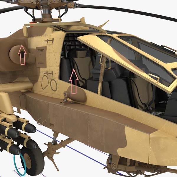 ah64a apache helicopter desert 3d model