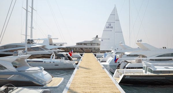 3d yachts marina sailboat model