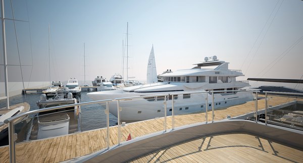 3d yachts marina sailboat model