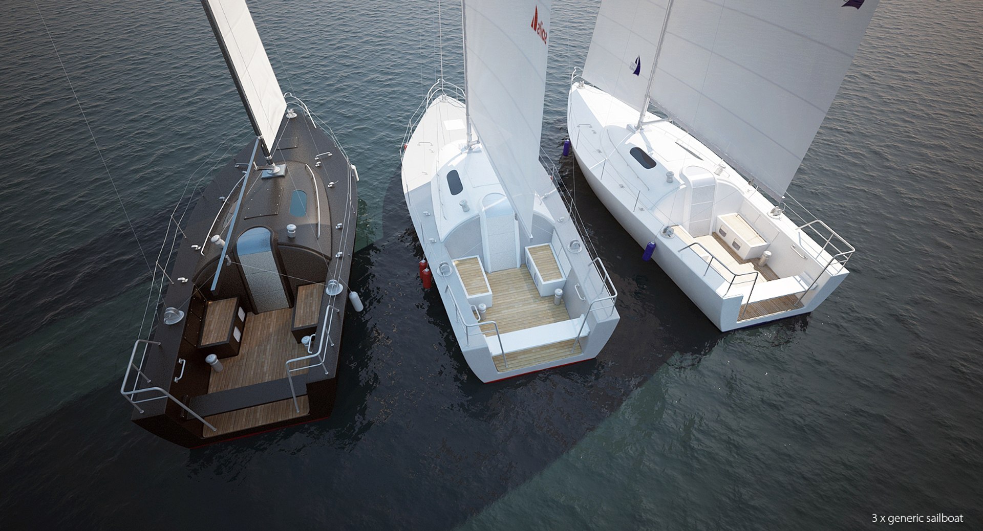 3d yachts marina sailboat model