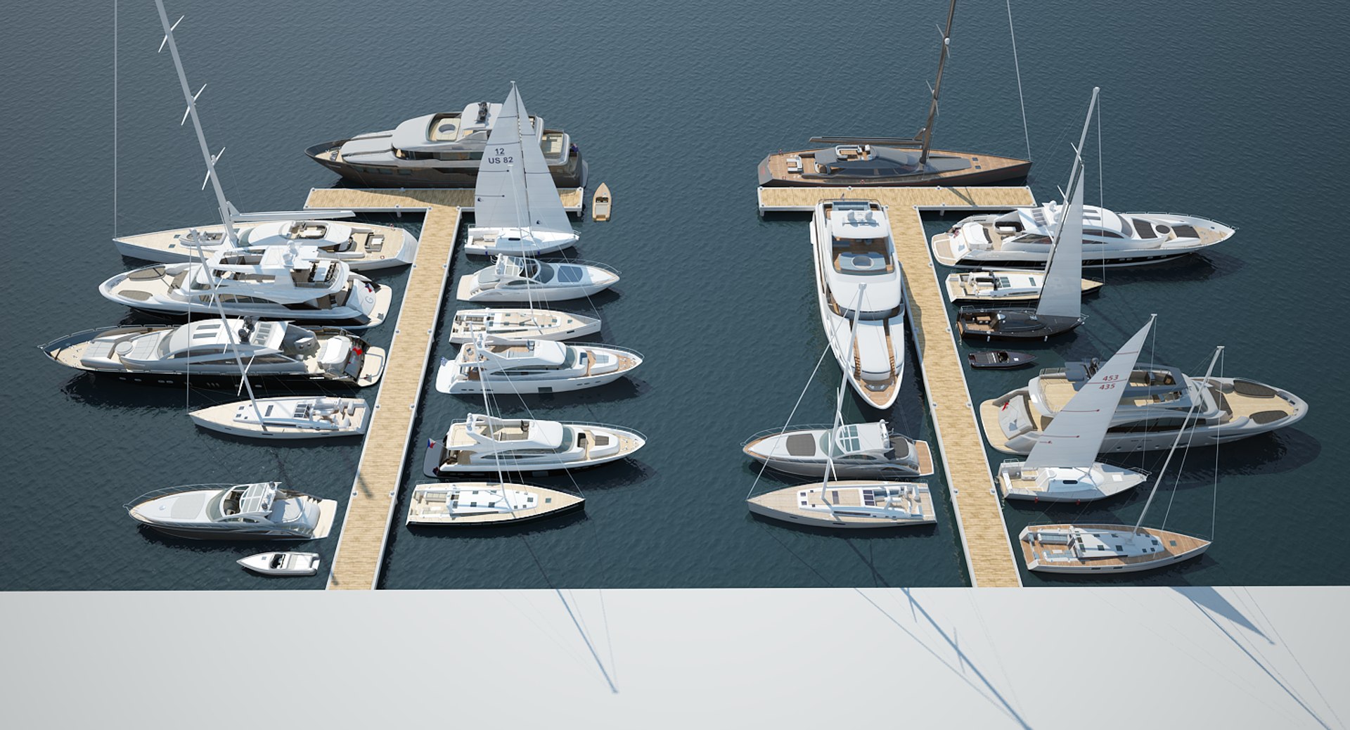 3d yachts marina sailboat model