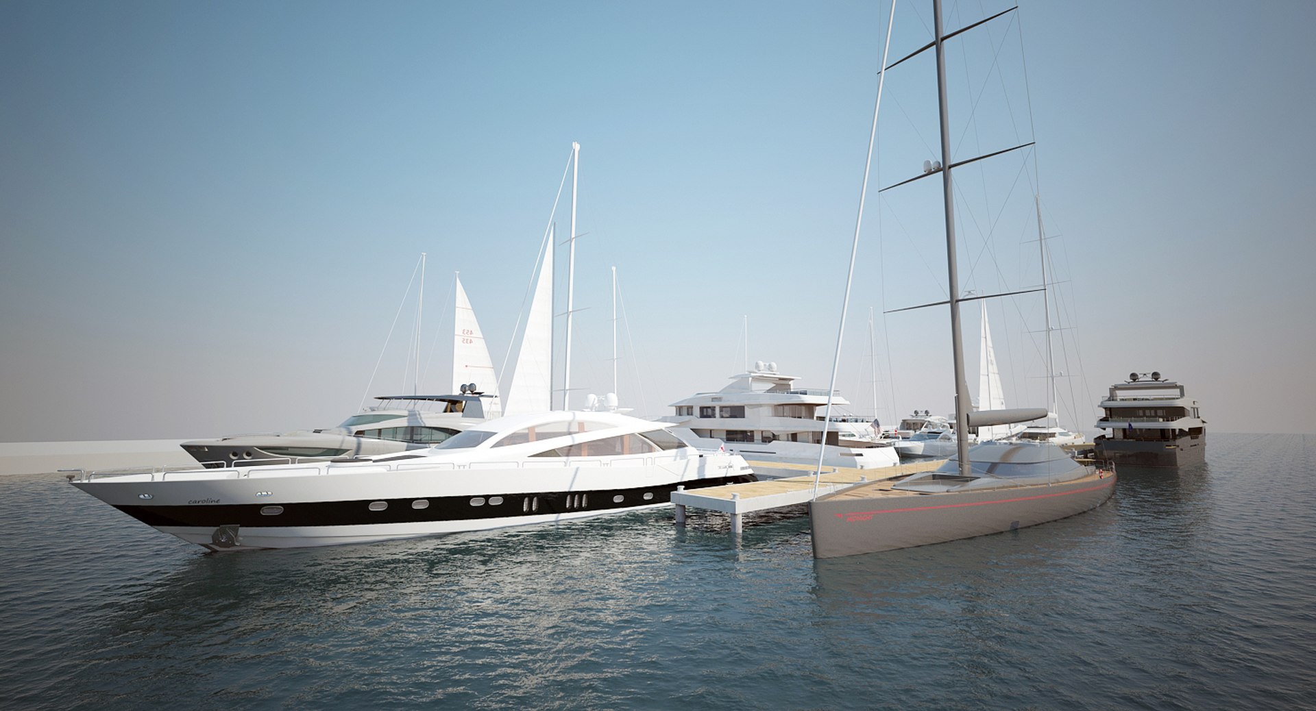 3d yachts marina sailboat model