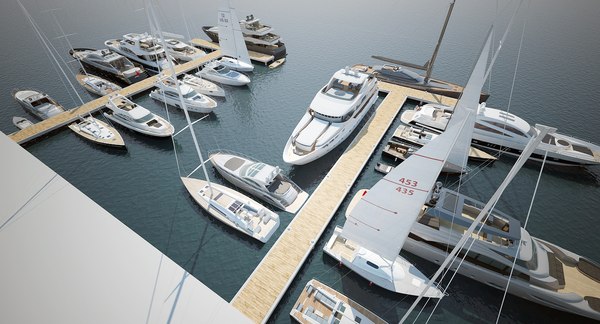 3d yachts marina sailboat model