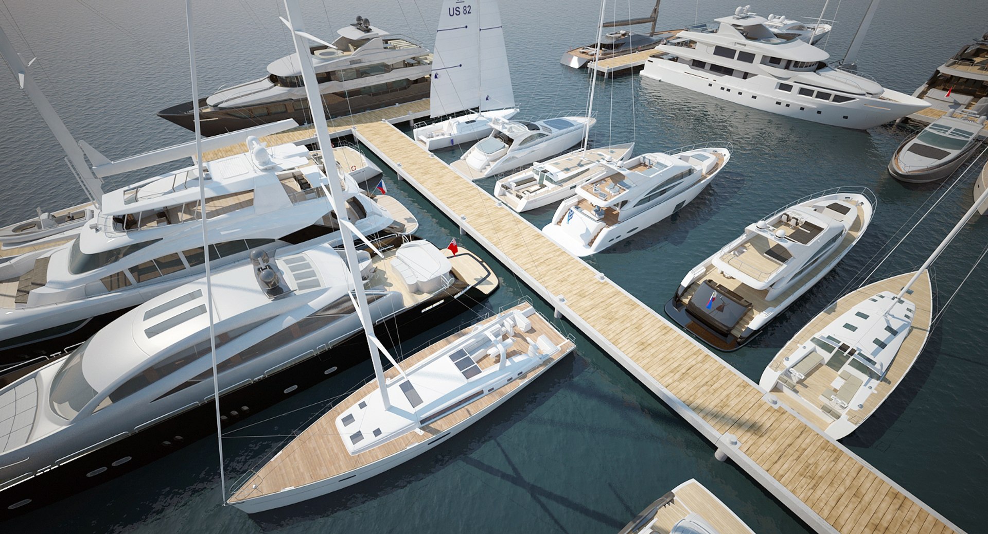 3d yachts marina sailboat model