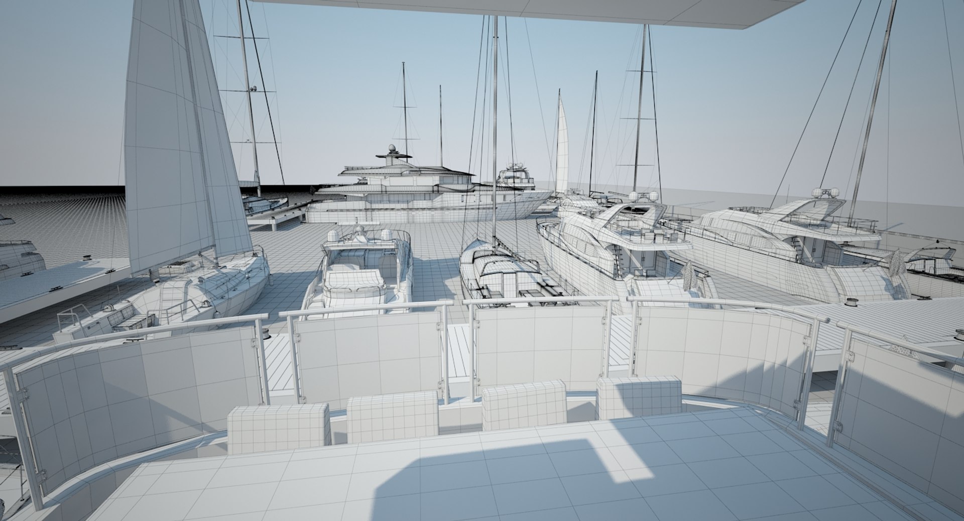 3d yachts marina sailboat model