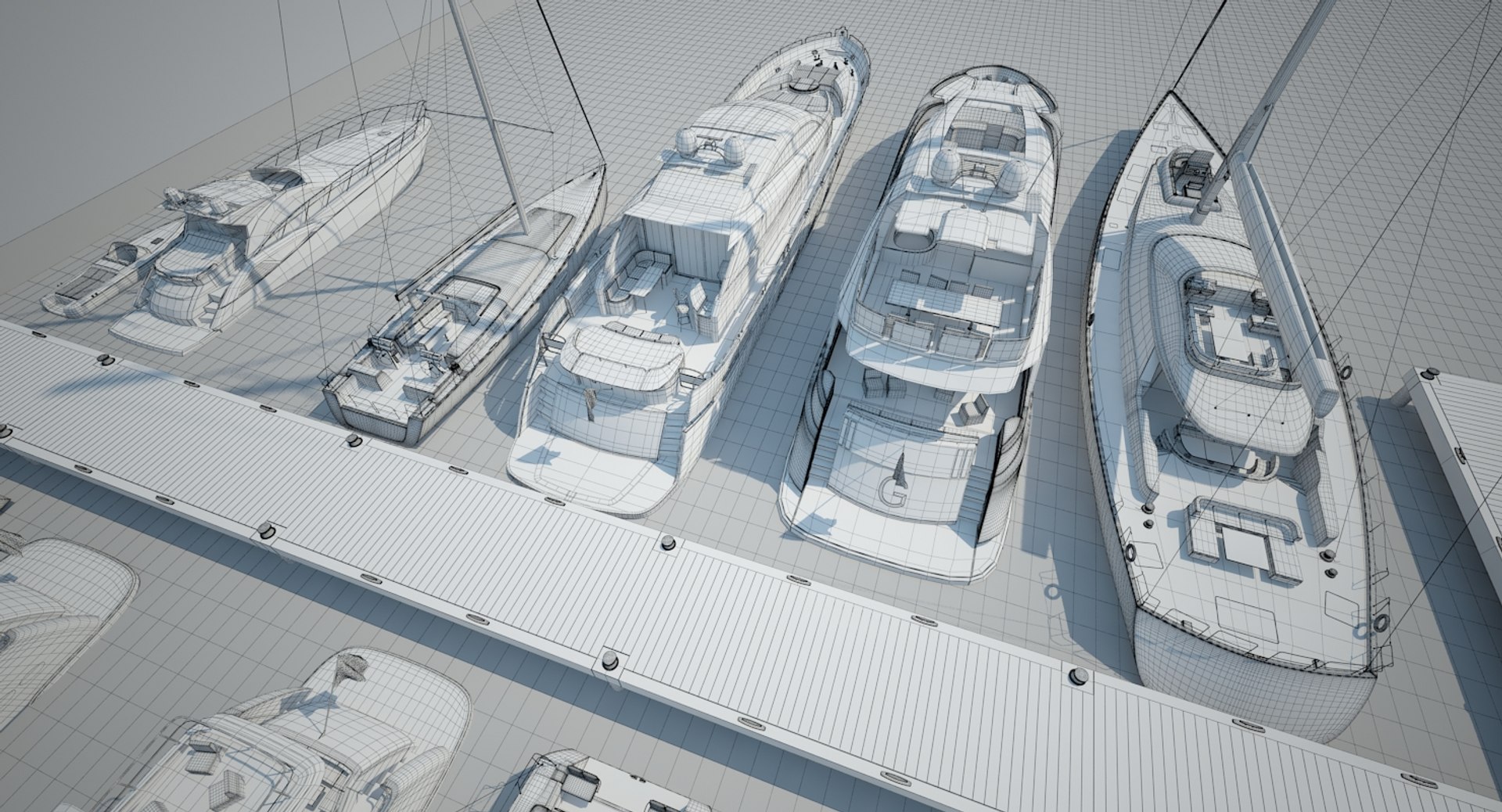 3d yachts marina sailboat model