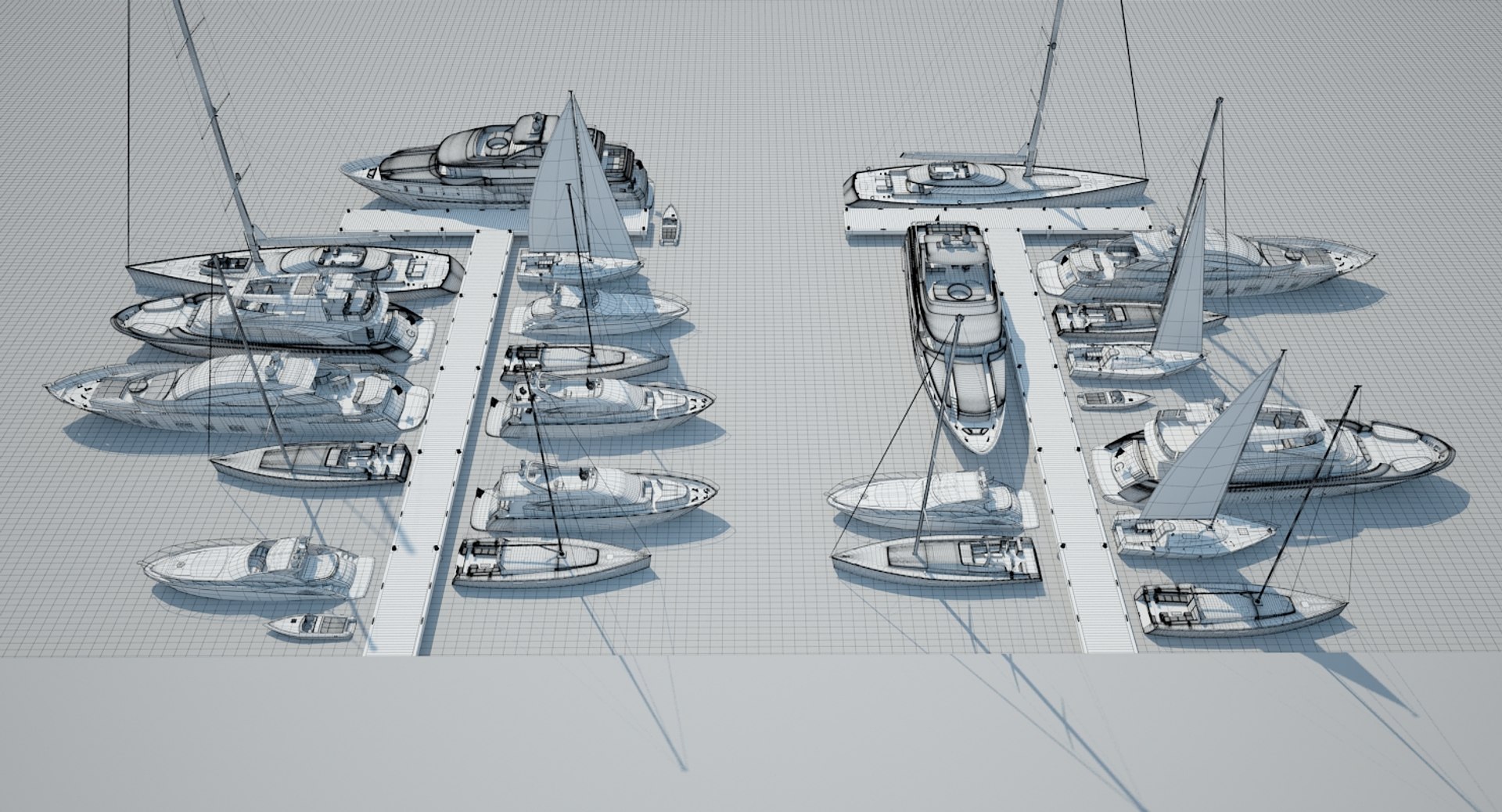 3d yachts marina sailboat model