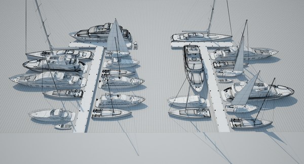 3d yachts marina sailboat model