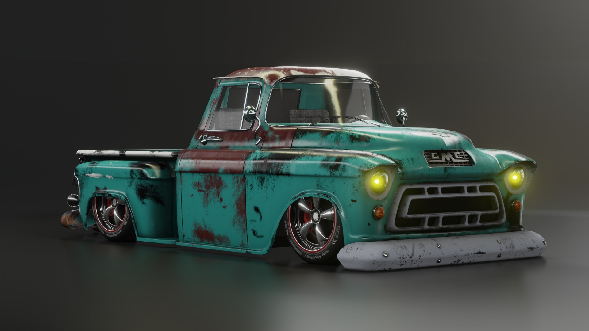 3D 1956 Chevrolet 3100 Pickup Truck Low-poly - TurboSquid 2082203
