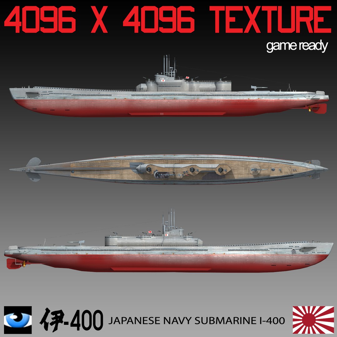 I-400 Submarine 3D Model - TurboSquid 1340541