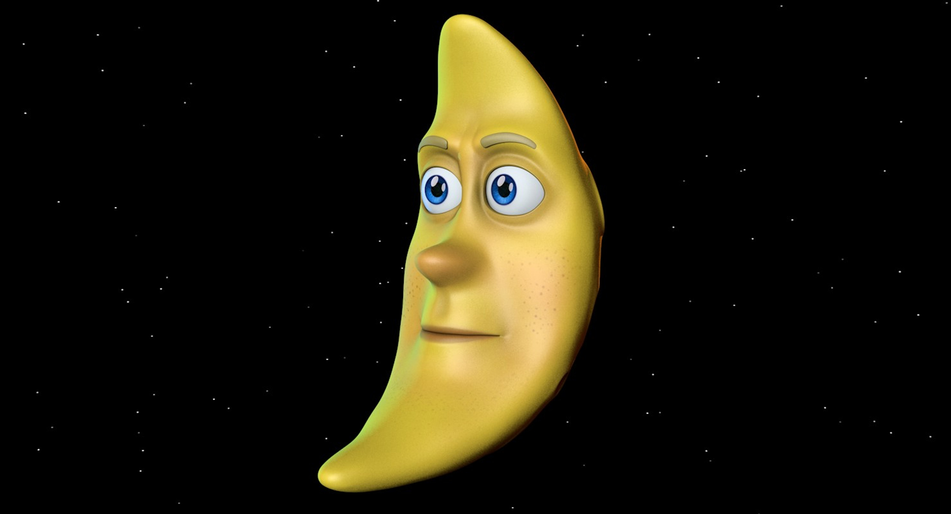 Cartoon Moon Character 3d C4d