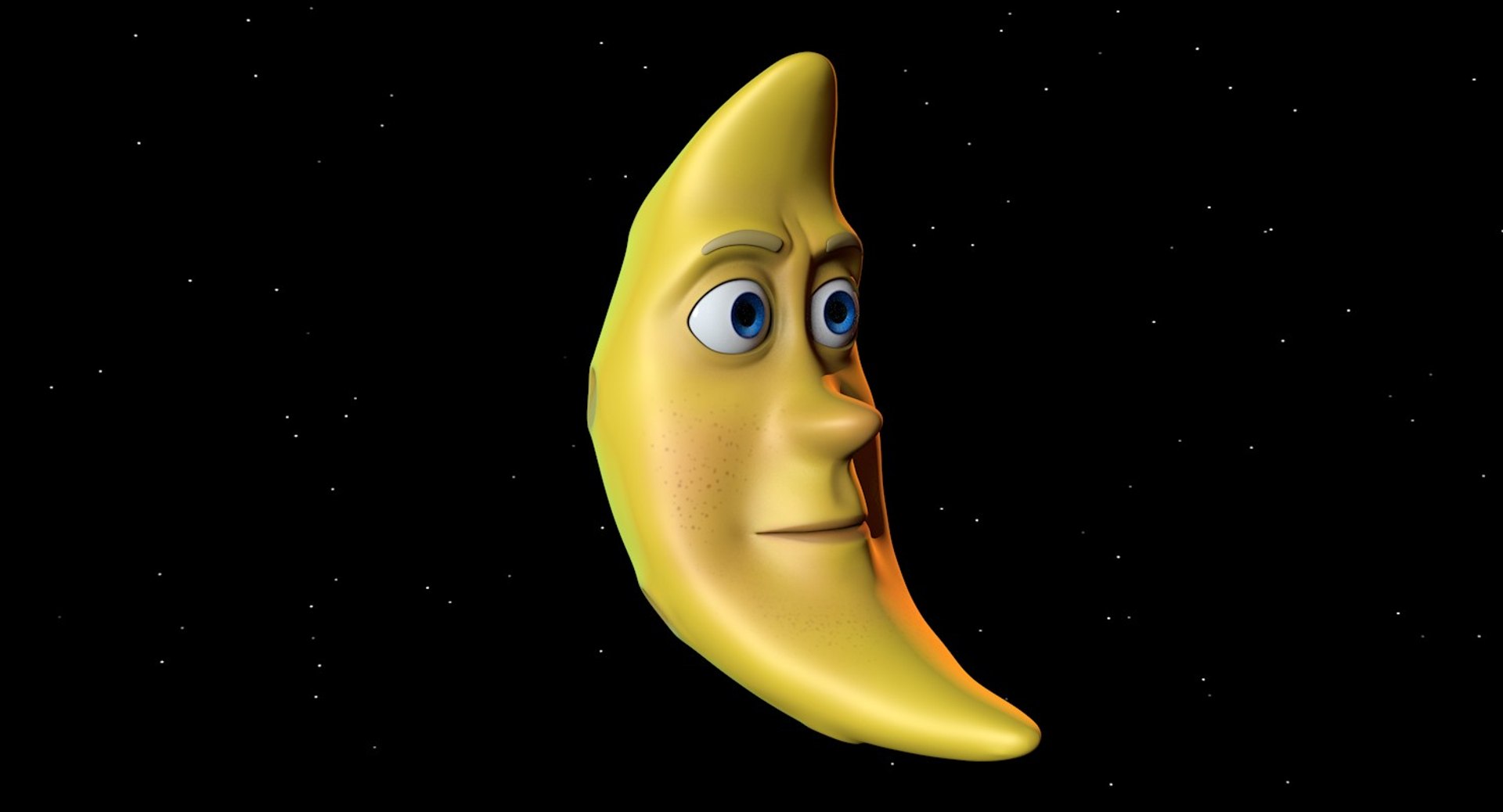 Cartoon Moon Character 3d C4d