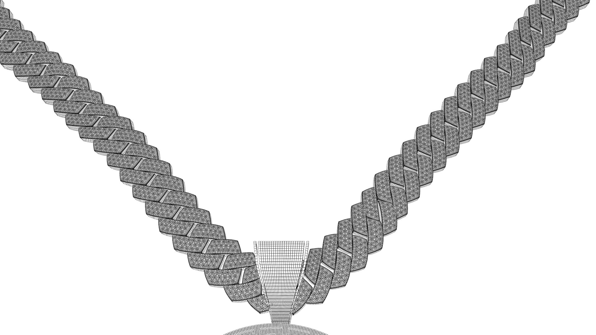 3D Gold Chain Necklace Diamond Stone Model - TurboSquid 1974384