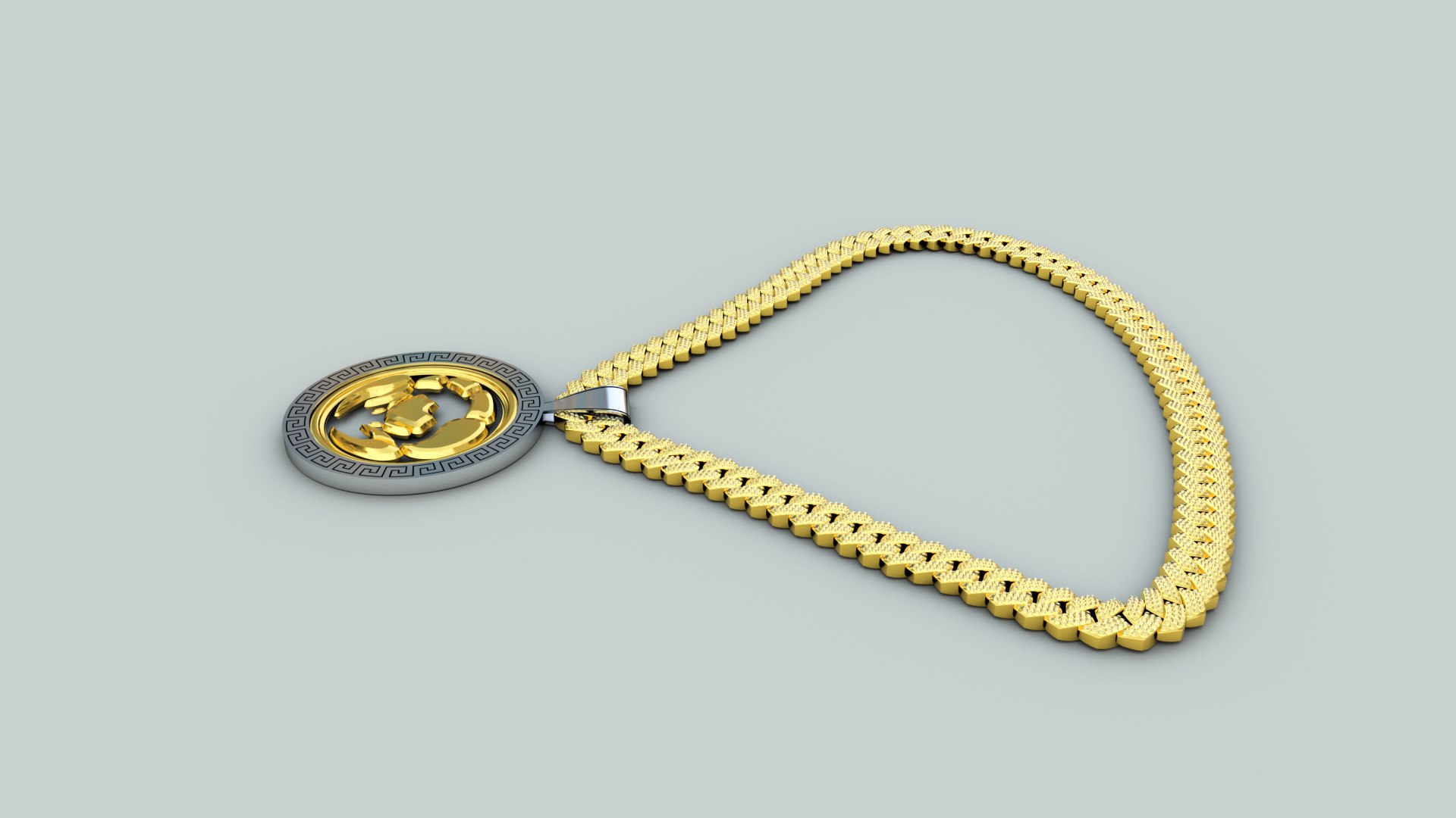 3D Gold Chain Necklace Diamond Stone Model - TurboSquid 1974384