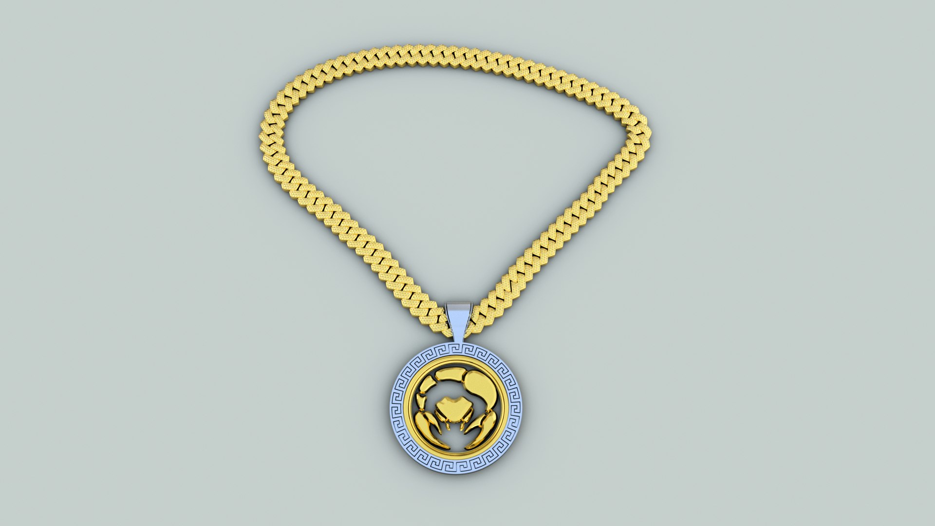 3D Gold Chain Necklace Diamond Stone Model - TurboSquid 1974384