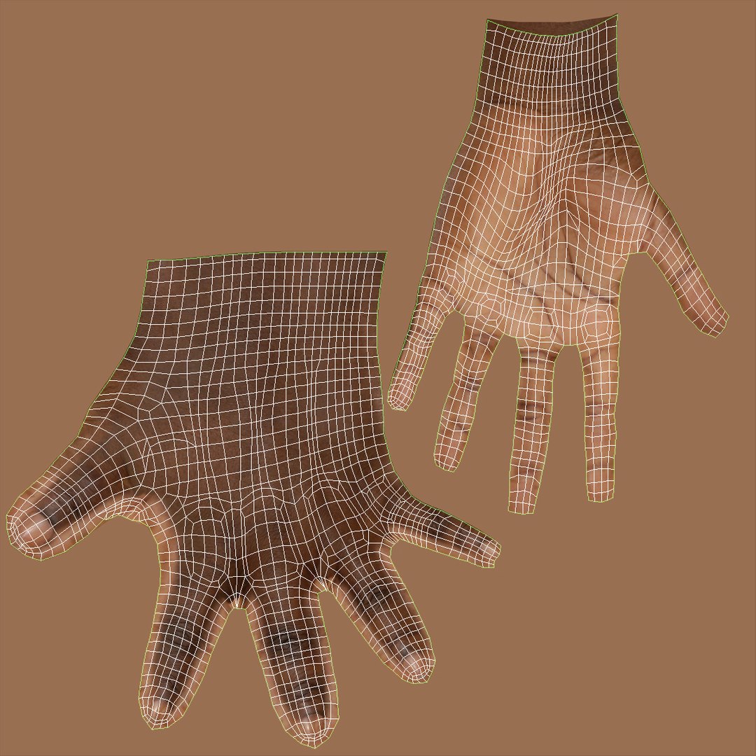 3d hand rigged poses skin