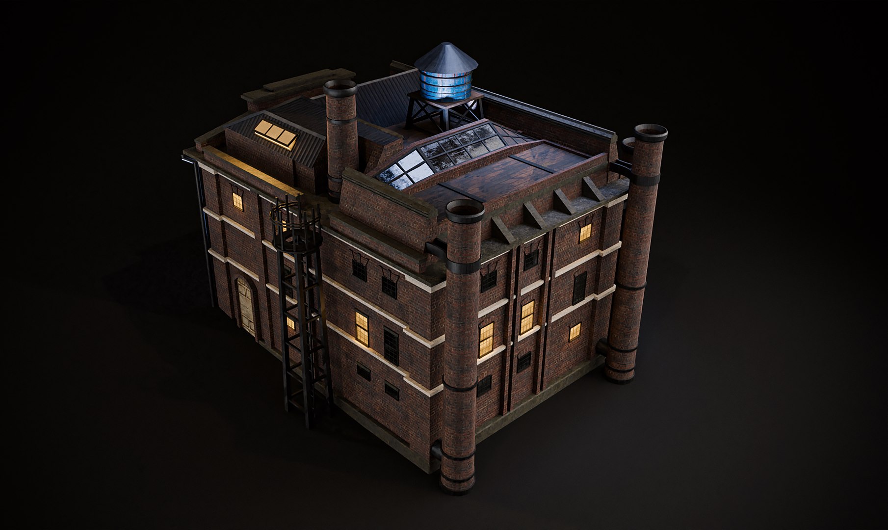 OLD FACTORY BUILDING Low-poly 3D Model Model - TurboSquid 2090548
