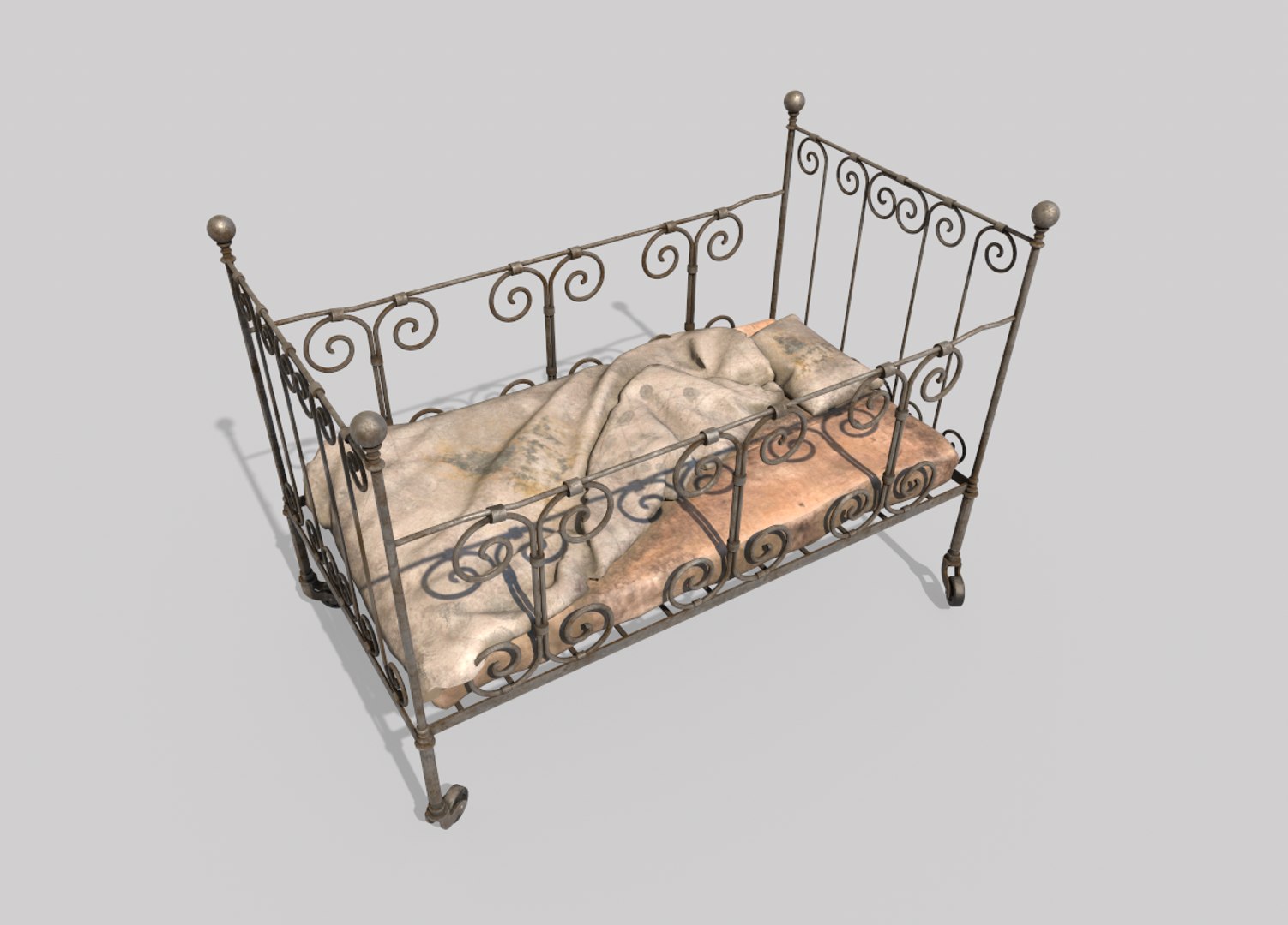 3D Old Rusty And Dirty Crib Model - TurboSquid 1796338