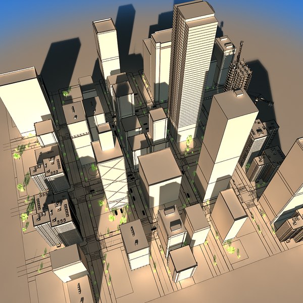 city building blocks 3d model