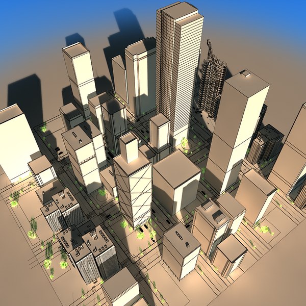 city building blocks 3d model