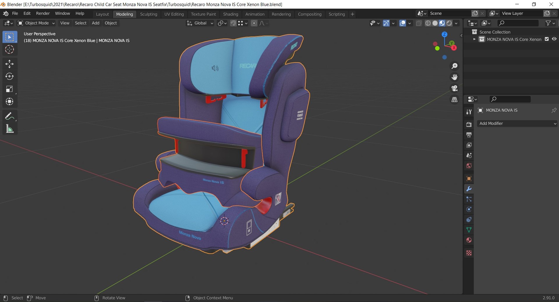 Recaro Monza Nova IS Children Car Seat Core Xenon Blue 3D - TurboSquid ...