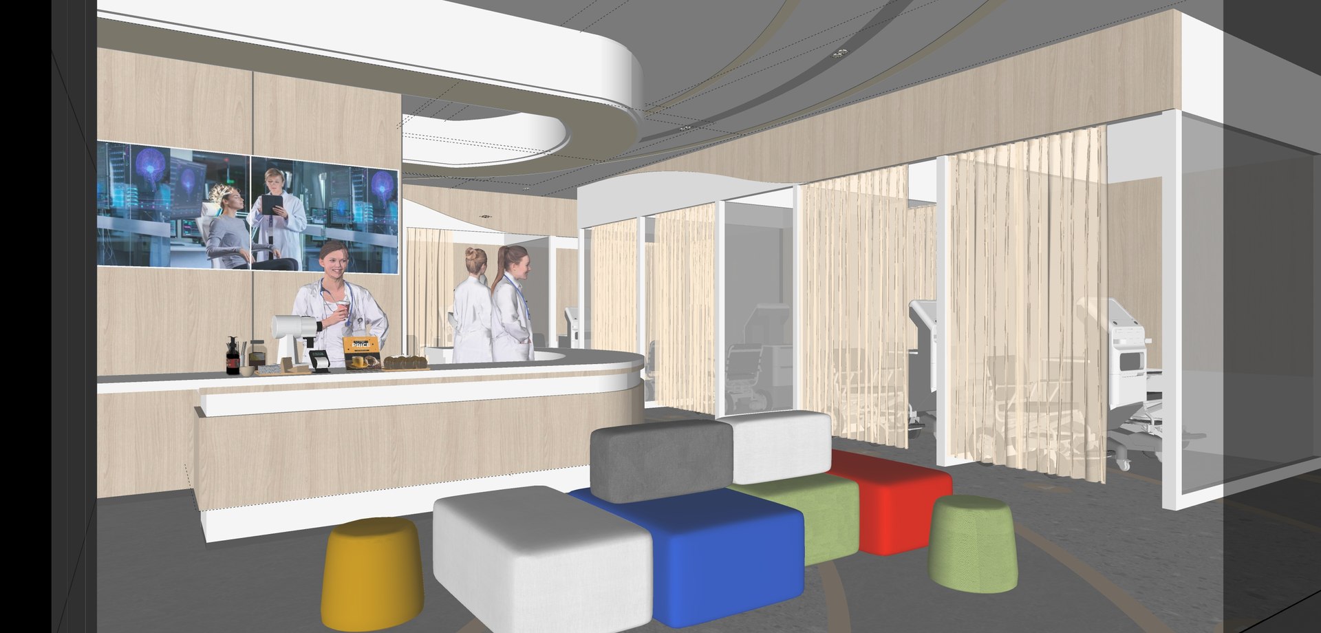 3D Outpatient Hall Of Modern Hospital - TurboSquid 2016097