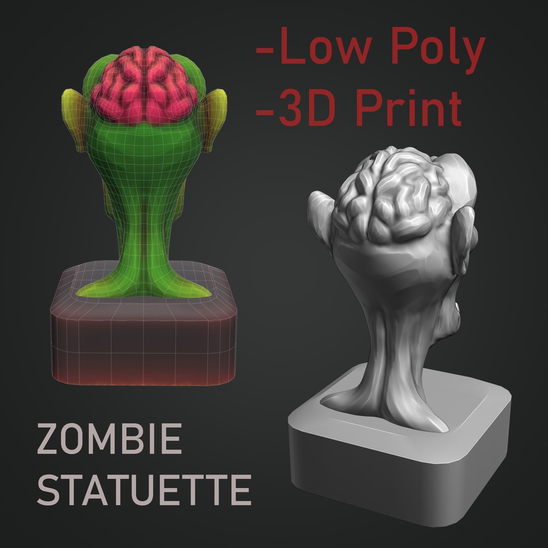 3D Zombie Statuette Low Poly3d Print - TurboSquid 2272565