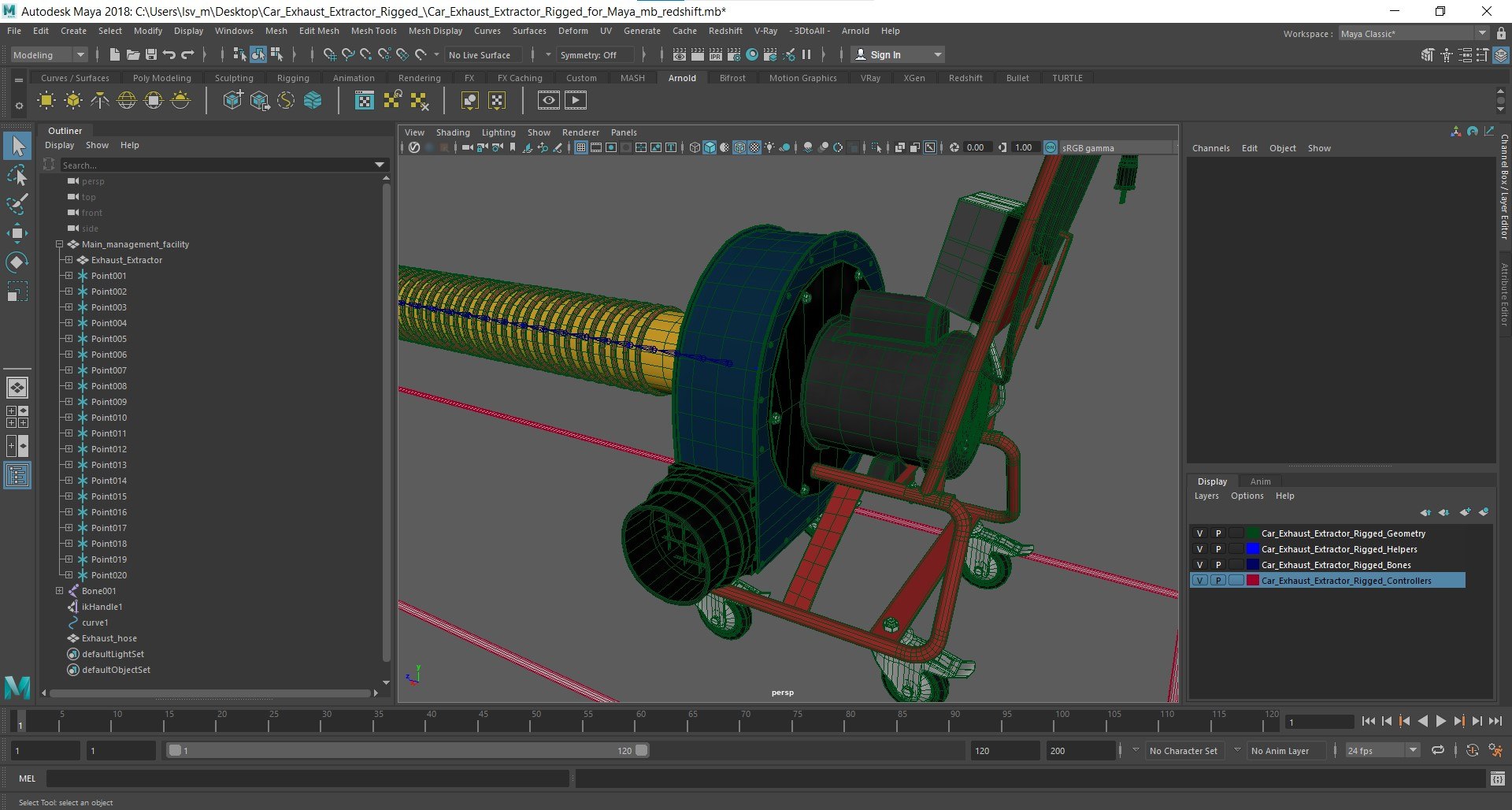 3D Car Exhaust Extractor Rigged For Maya - TurboSquid 2384209